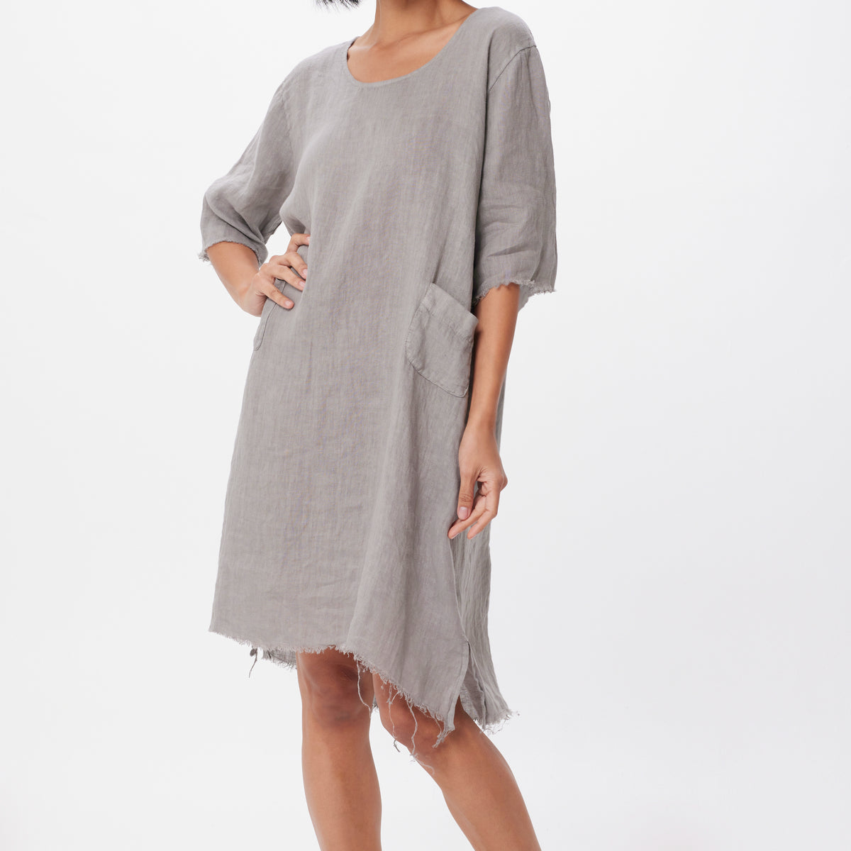Sterling Linen Fringed Hem Hi Lo Midi Dress – Suzy D London