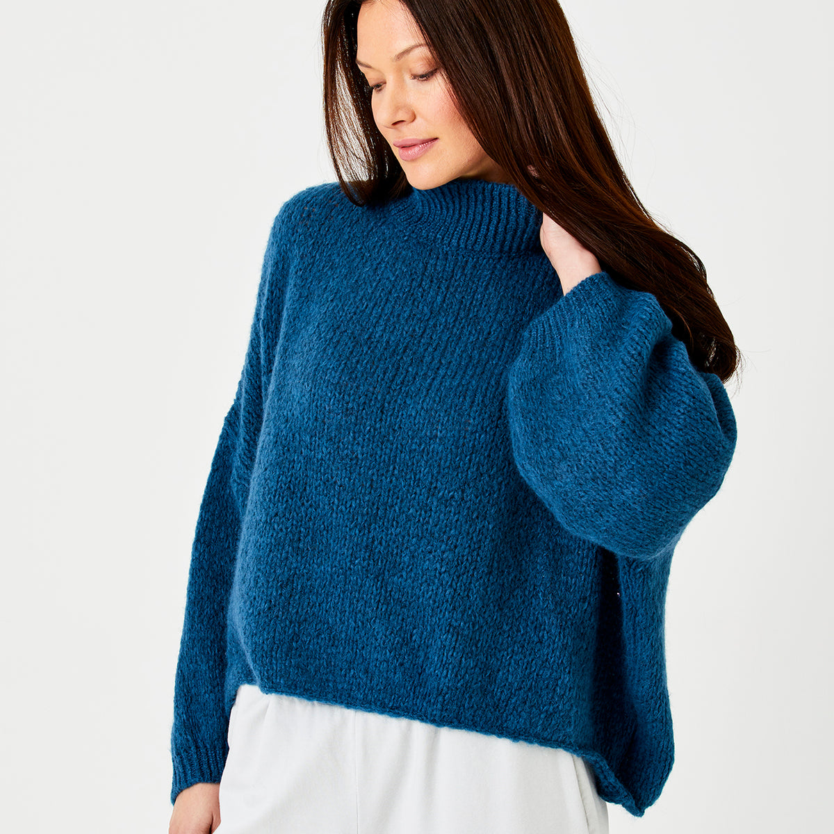 Fabian High Neck Hi Lo Soft Knit Sweater – Suzy D London