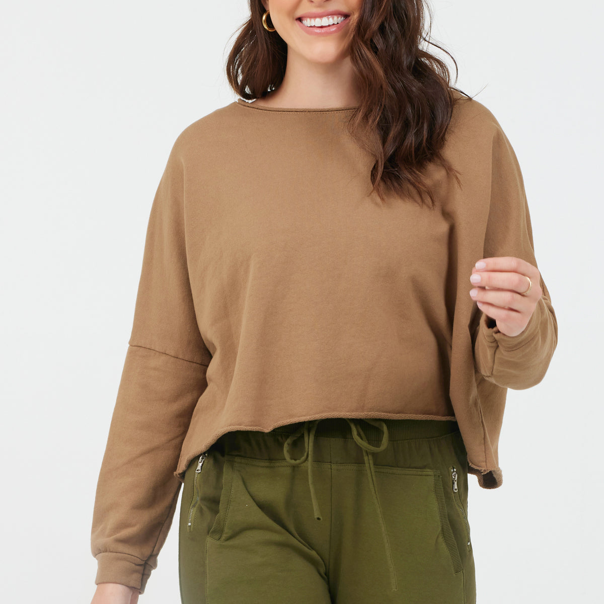 Maeve Cropped Raw Edge Sweatshirt – Suzy D London