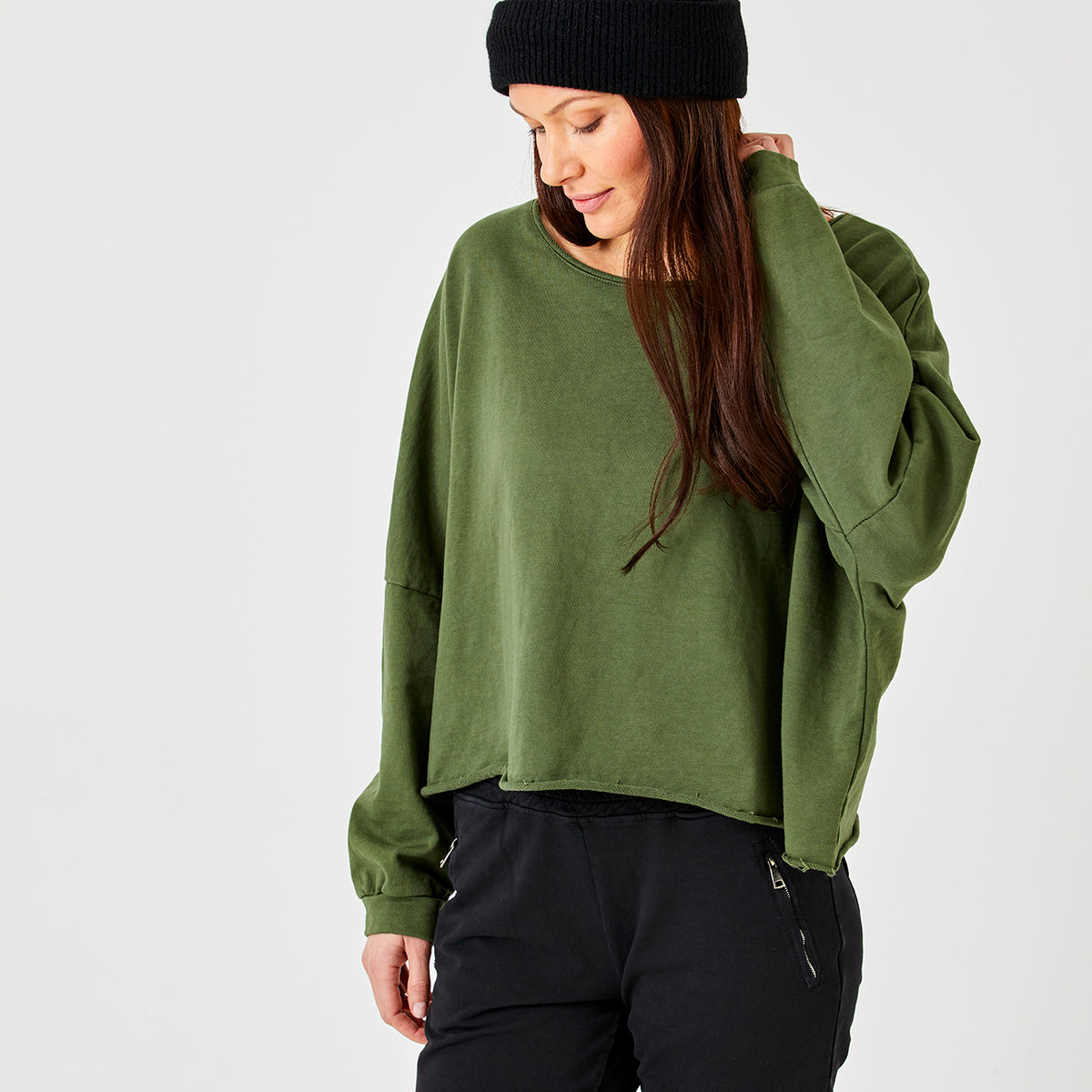 Maeve Cropped Raw Edge Sweatshirt – Suzy D London