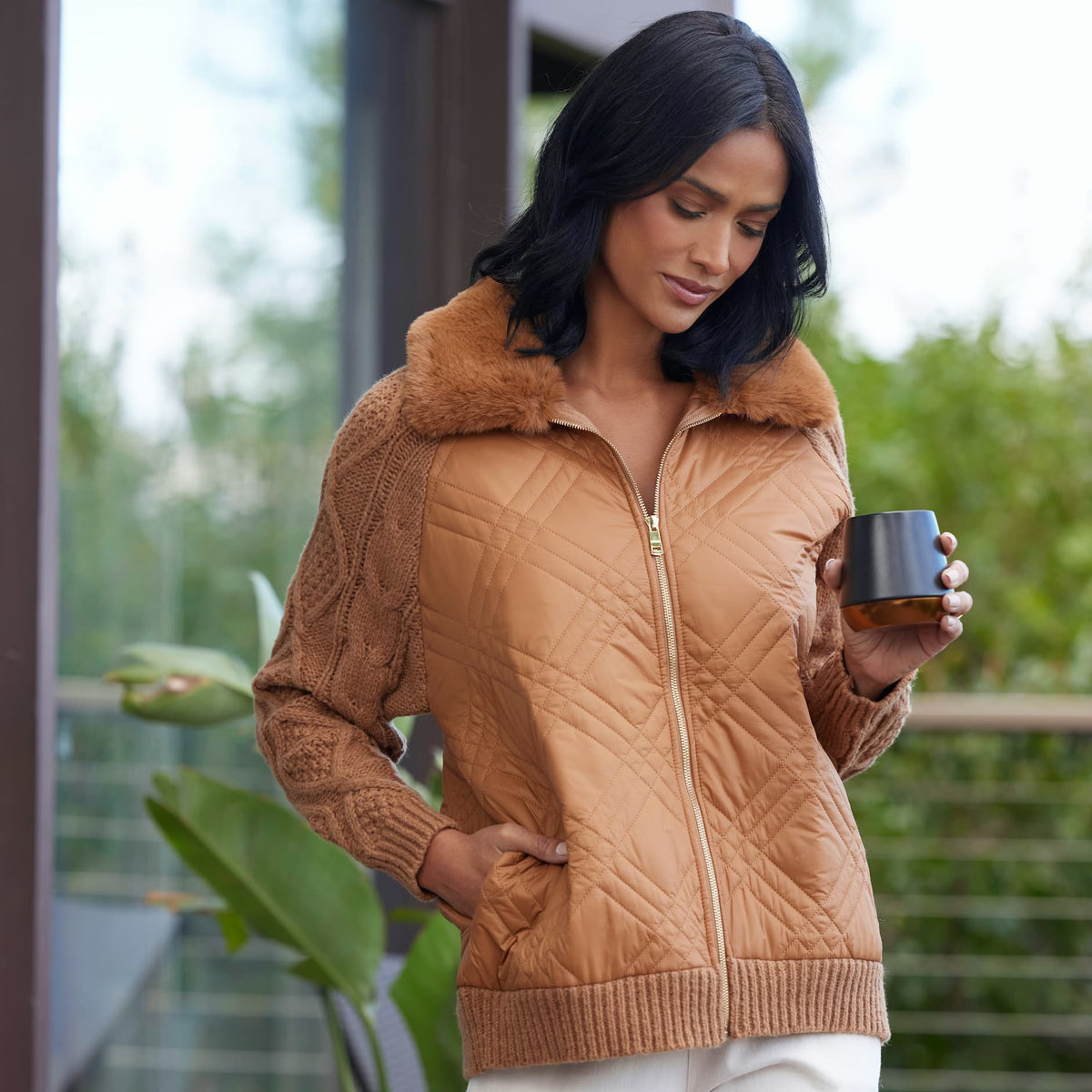 Tessa Quilted Jacket With Faux Fur Collar – Suzy D London